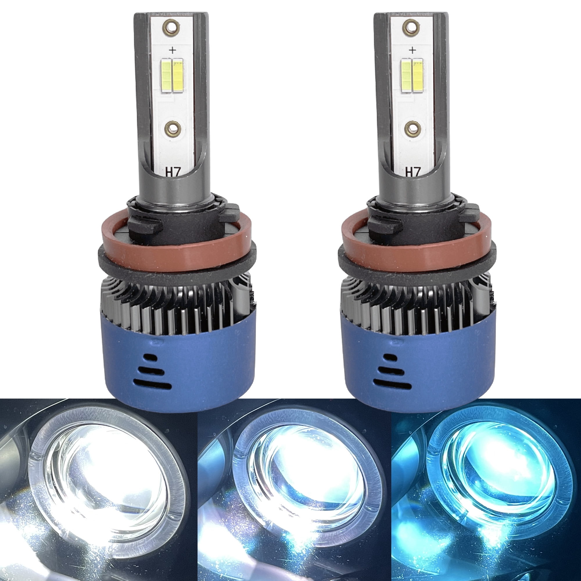 H11 H8 Ice Blue LED Fog Light Bulbs 3-In-1 6000K 8000K 10000K ...
