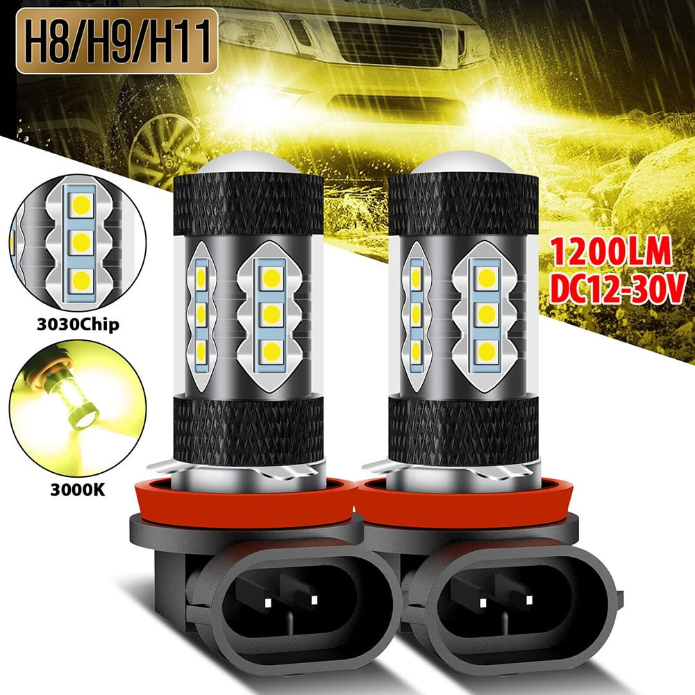 H11 H8 LED Bulbs 3000K Golden Yellow Super Bright Fog Light DRL Light ...