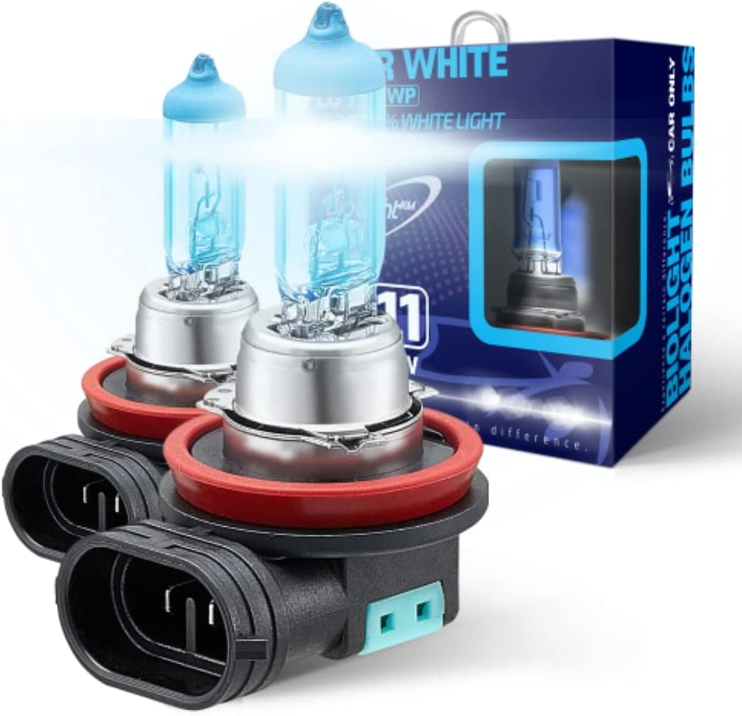 Biolight H11 Halogen Headlight Bulb, 12V 55W, Xenon White 5000K, Pack ...