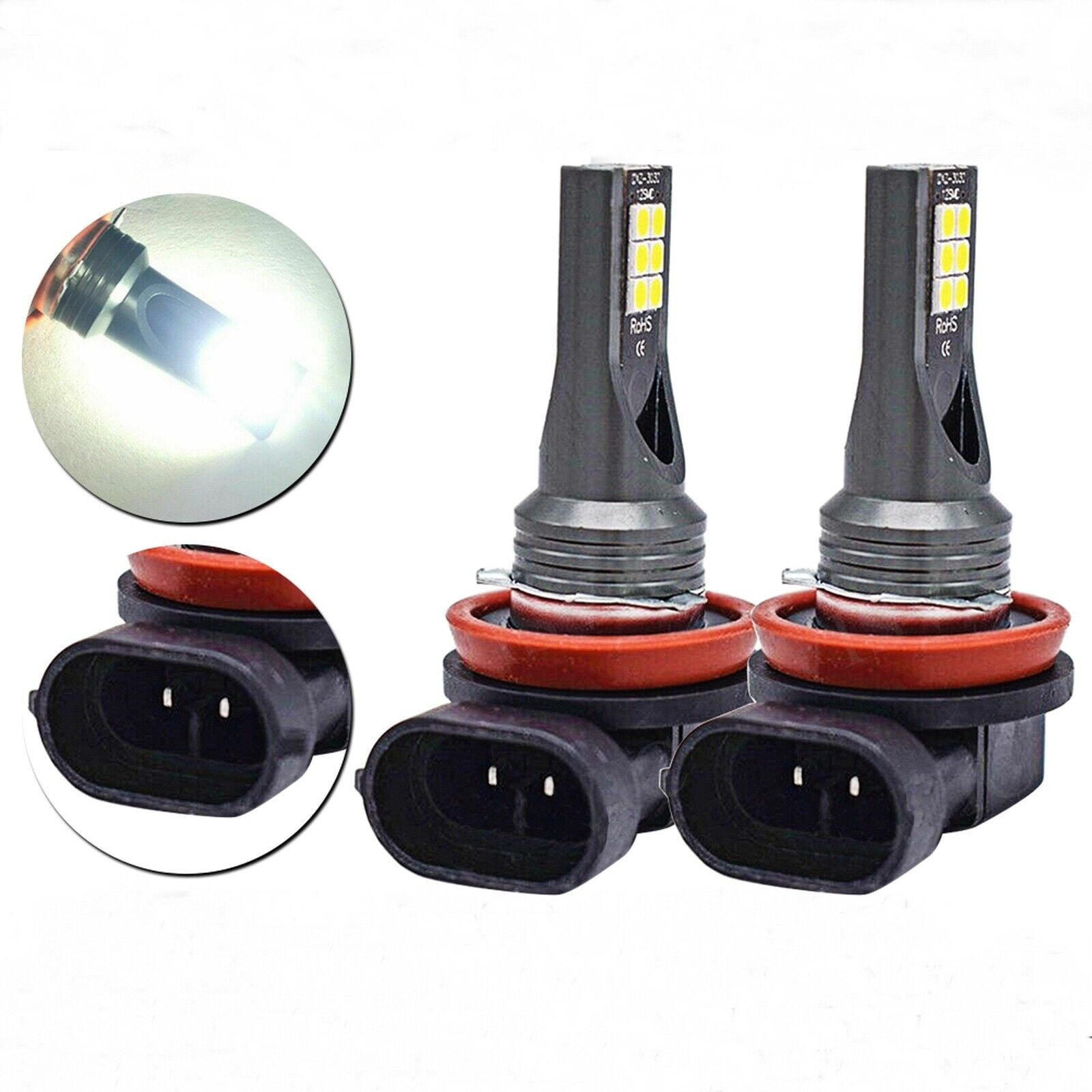 H11 LED Headlight Super Bright Bulbs Kit 6000K White 330000LM HIGH/LOW ...
