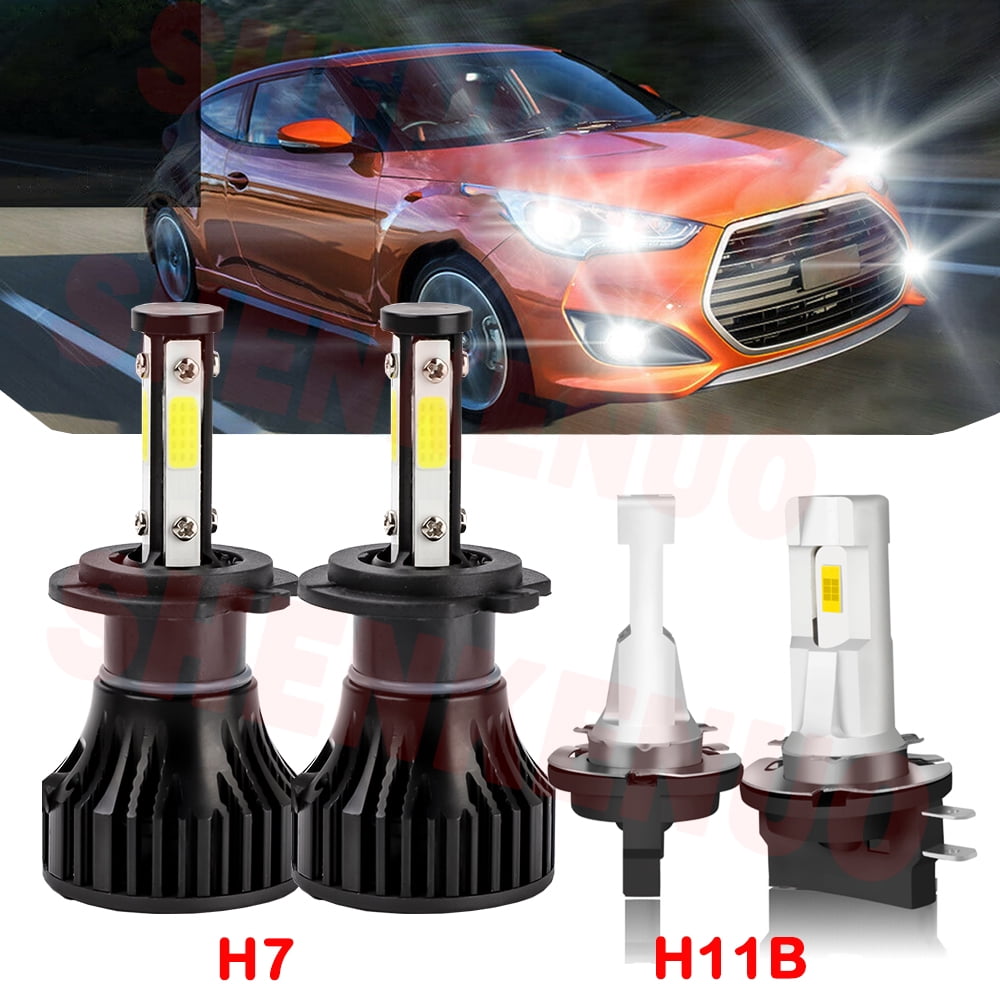 H11B H7 LED Headlight Bulbs for Hyundai Veloster 2012 2013 2014 2015 2016 2017 High&Low Beam ...