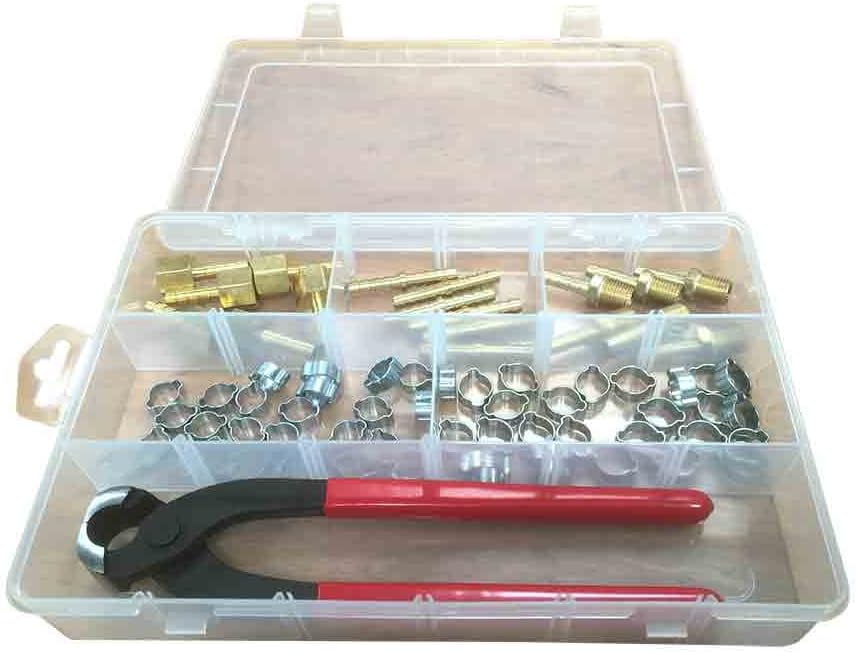 H11FK Air Hose Repair Kit with Double Ear Clamps, Crimper, 1/4 Inch ...