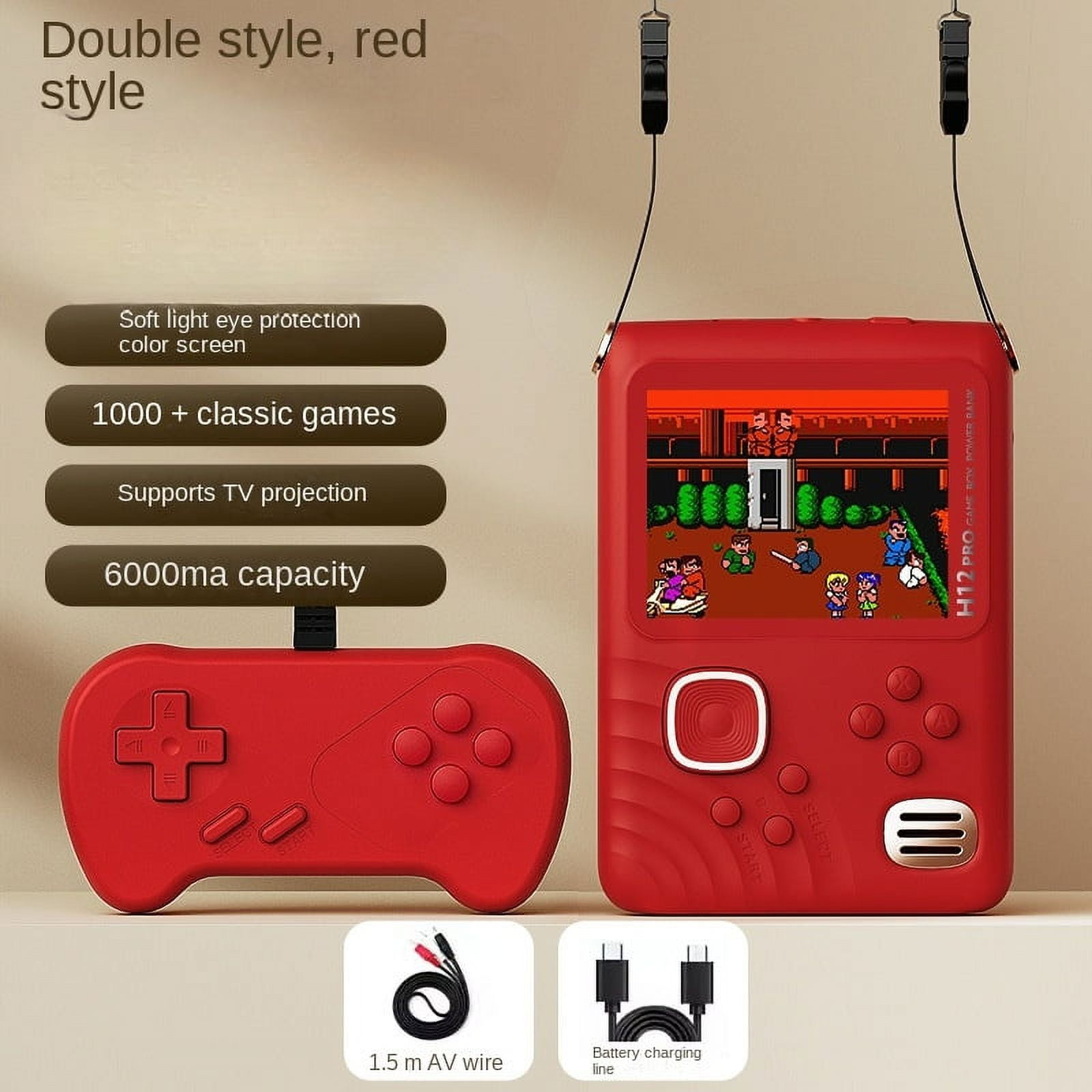H12Pro Power Bank Game Console 1000 In 1 6000 Mah 3.5 Inch Double Red ...