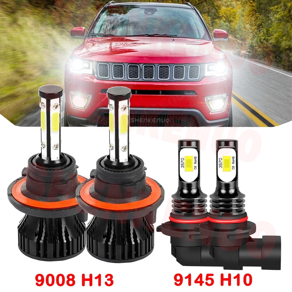 H13 9008 High&Low Beam for Jeep Compass 2007 2008 2009 LED Headlights ...