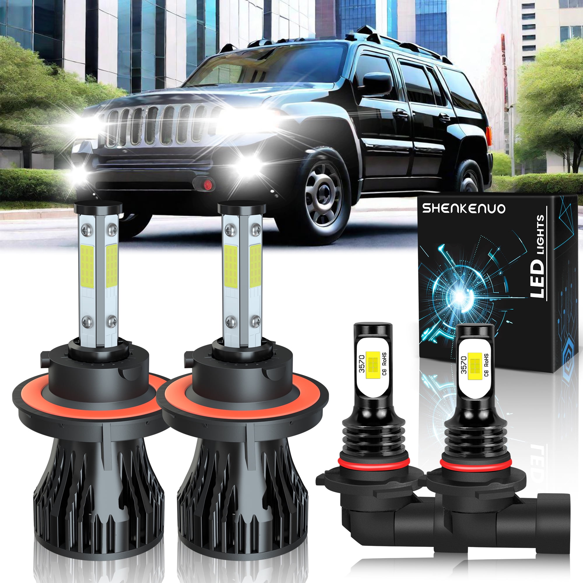 For Jeep Liberty 2008 2009 2010 2011 2012 2013 H13 9008 High&Low Beam ...