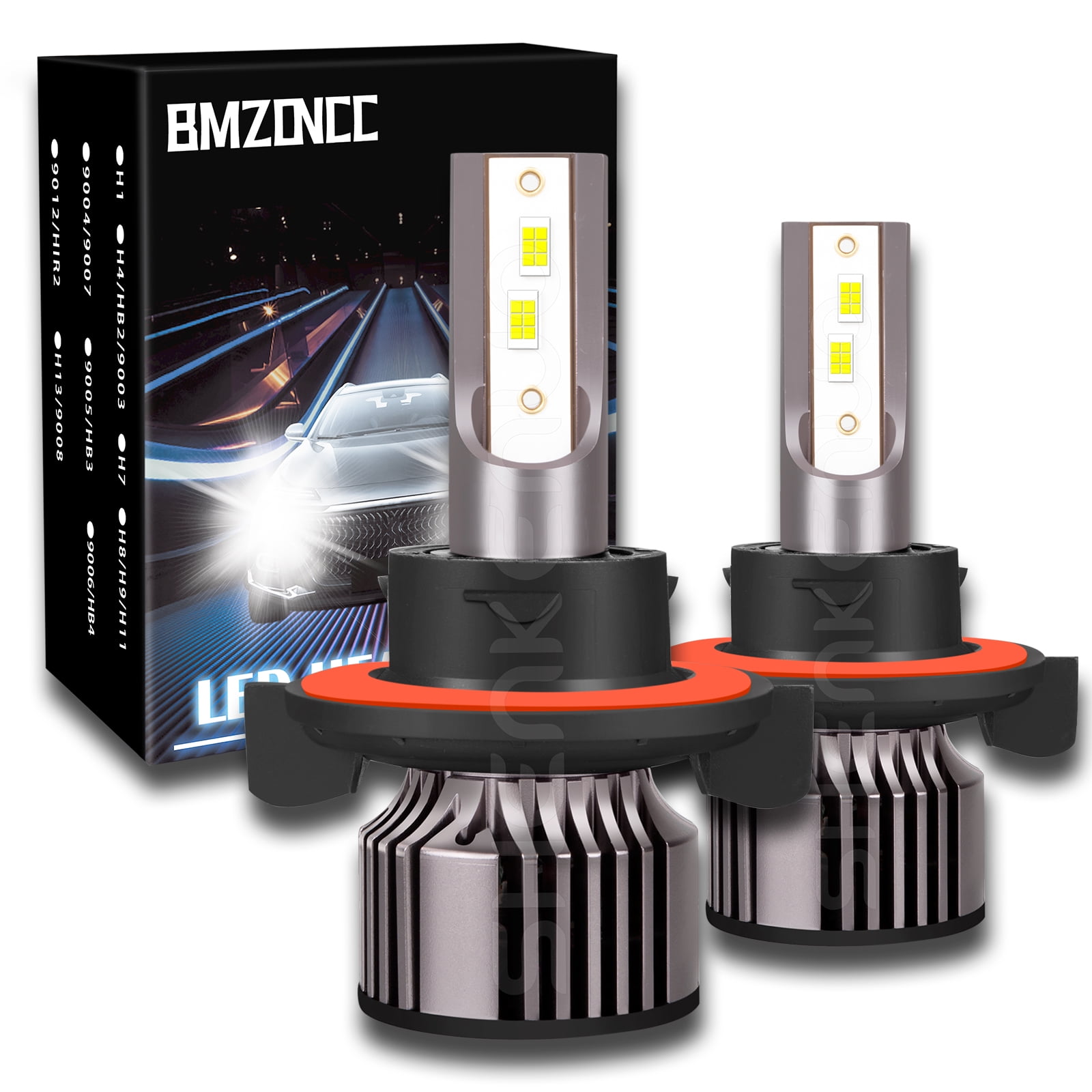 H13/9008 LED Bulbs, 600% Brighter Dual Beam LED Bulbs, 6000K Eye ...