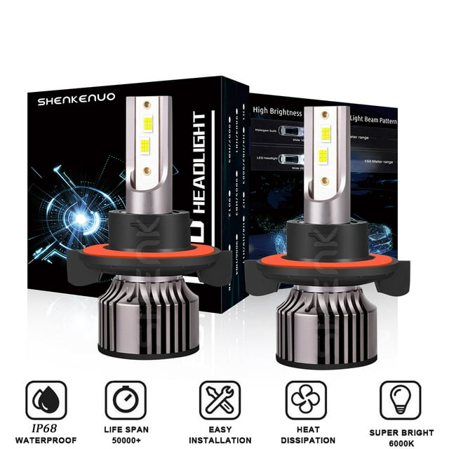 H13 9008 LED Headlight Bulbs for Ford F150 2004-2014 High&Low Beam 6000K SHENKENUO - Walmart.com