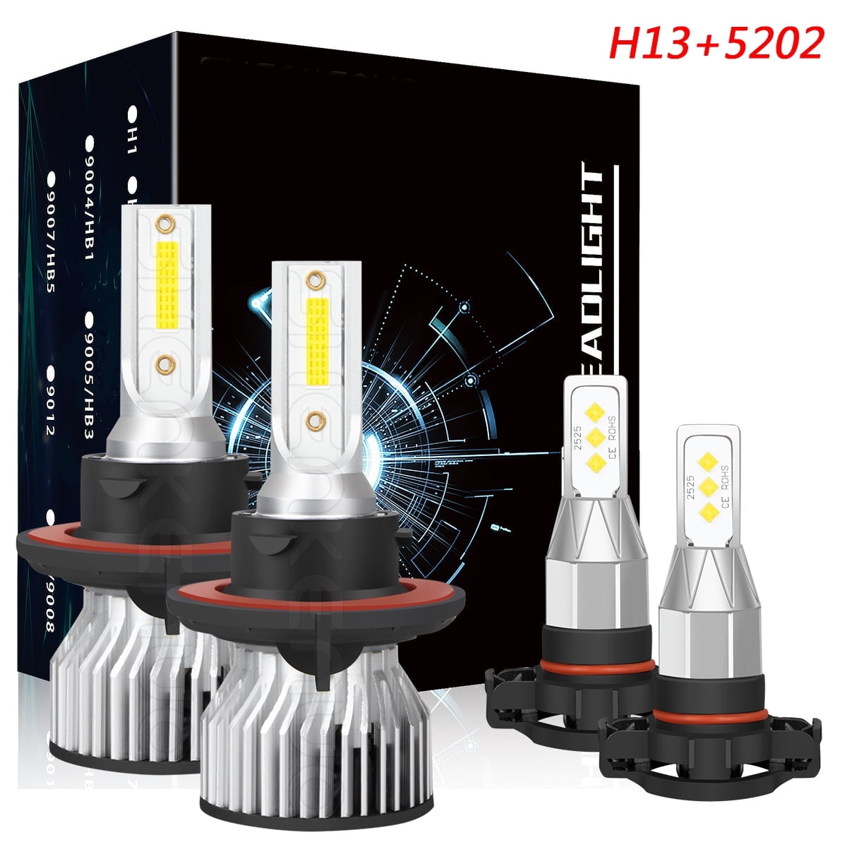 H13 Hi-Low Dual Beam+5202 Fog Light for Jeep Patriot 2010-2017 LED Headlight Bulbs 4x - Walmart.com