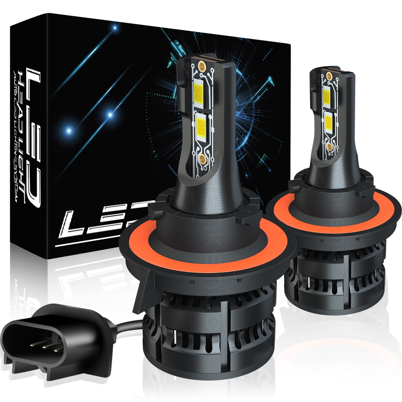 H13 LED Headlight Bulbs, 100W 20000 Lumens Super Bright 9008 Headlights Bulb Conversion Kit ...