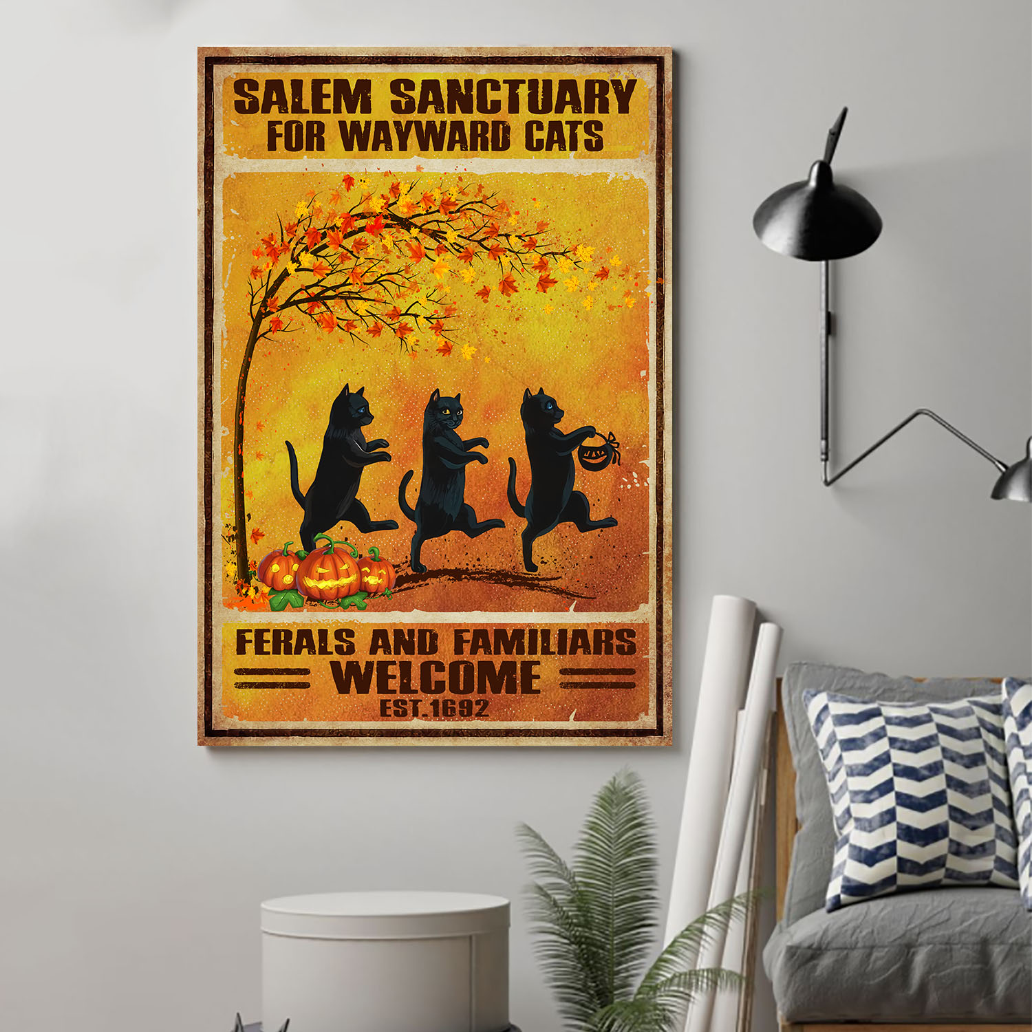 H1395 - Customizable Black Cat - Salem Sanctuary For Wayward Cats Ferals And Familiars Welcome ...