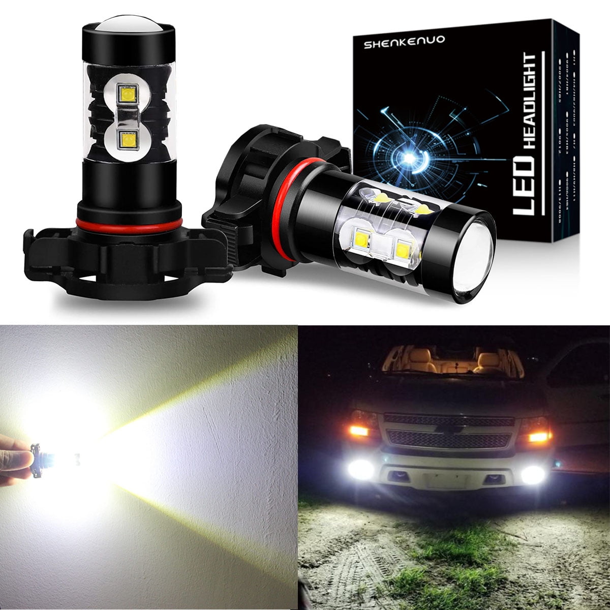 H16 5202 LED Fog Light Bulbs 6000K White,For Chevrolet Avalanche Tahoe ...