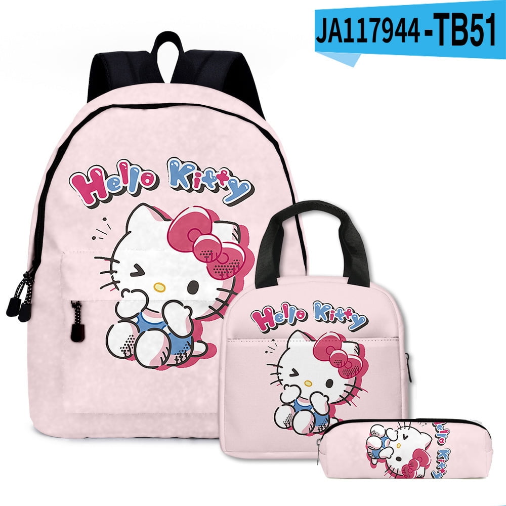 H16"in(40cm) 3D New Cute Cartoon KT cat Backpack 3-piece set （Backpack ...