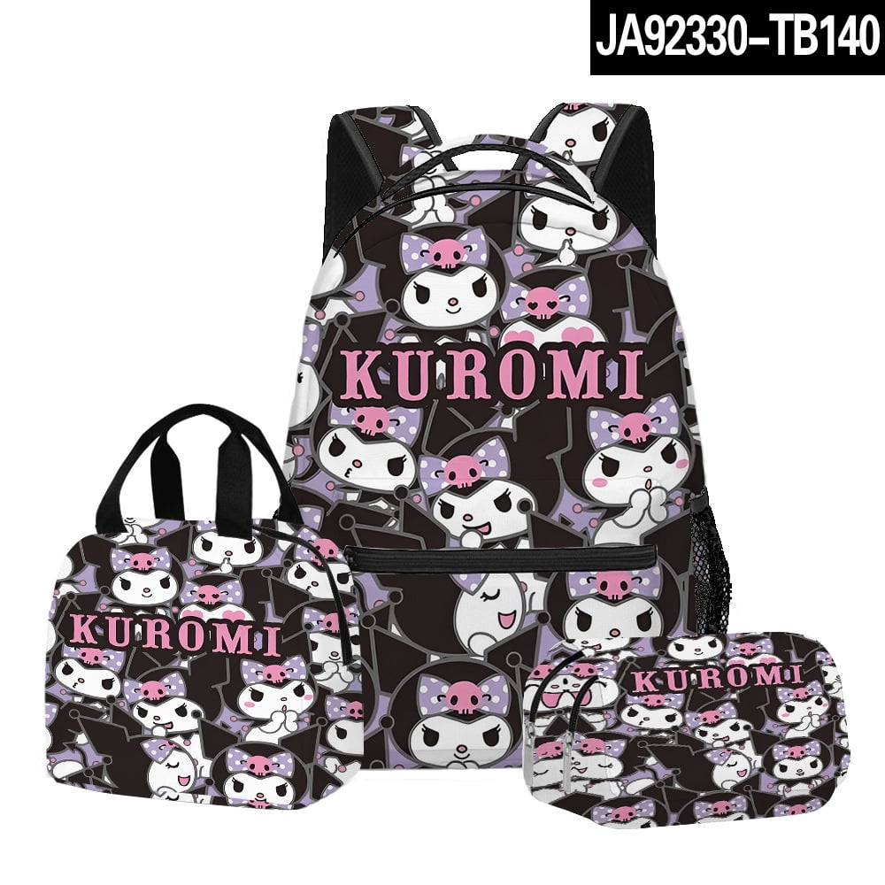H16"in(40cm) 3D new printed kuromi backpack 3-piece set (backpack ...