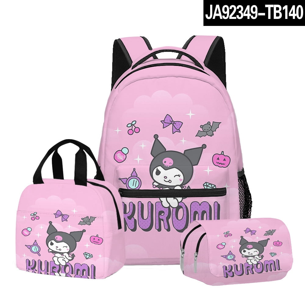 H16"in(40cm) 3D new printed kuromi backpack 3-piece set (backpack ...