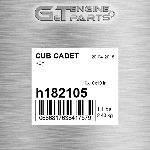 H182105 KEY fits CUB CADET (New OEM) - Walmart.com