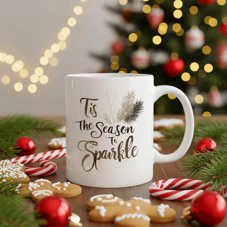 H1olidayThemed Ceramic Mug, Gift for Coffee Lovers, Cozy Winter Vibes ...