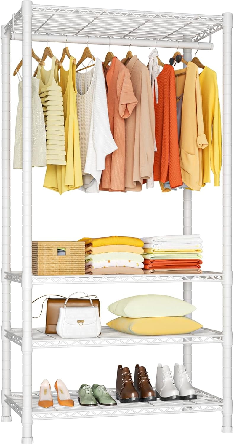 H2 Heavy-Duty Portable Closets, 4-Tier Freestanding Garment Rack Suit ...