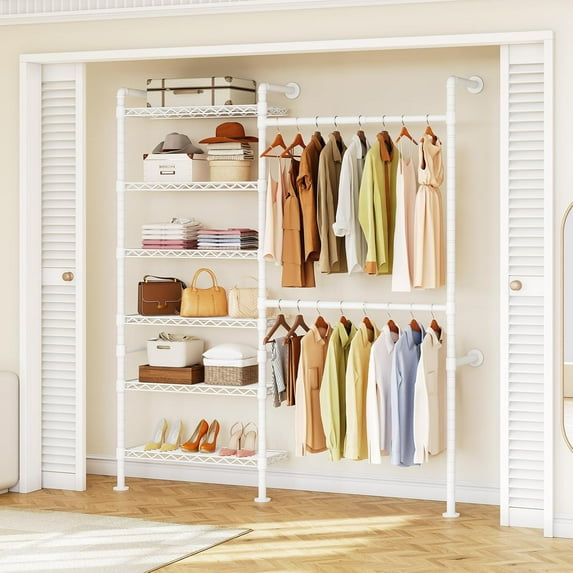 H2 Wall Mounted Clothing Rack, Expandable Pipe Clothes Rack Garment ...