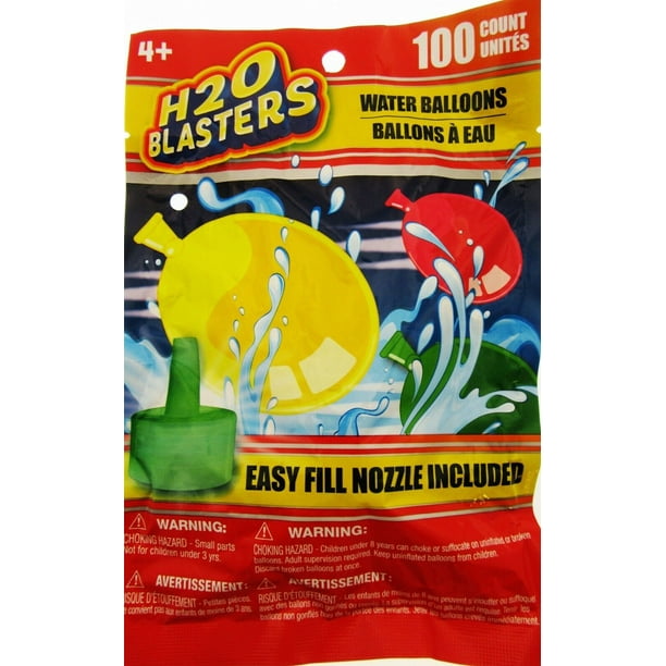 H20 Blasters 100 Water Balloons with Nozzle Tap Filler Attachment Make Balloon - Walmart.com