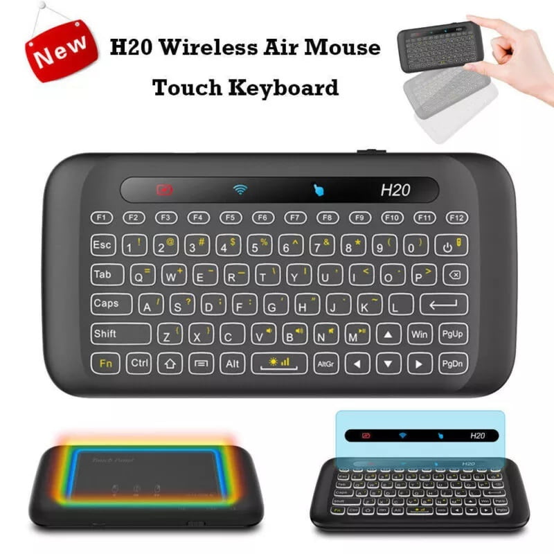 H20 Mini Wireless Keyboard Backlight Touchpad Air Mouse IR Leaning ...