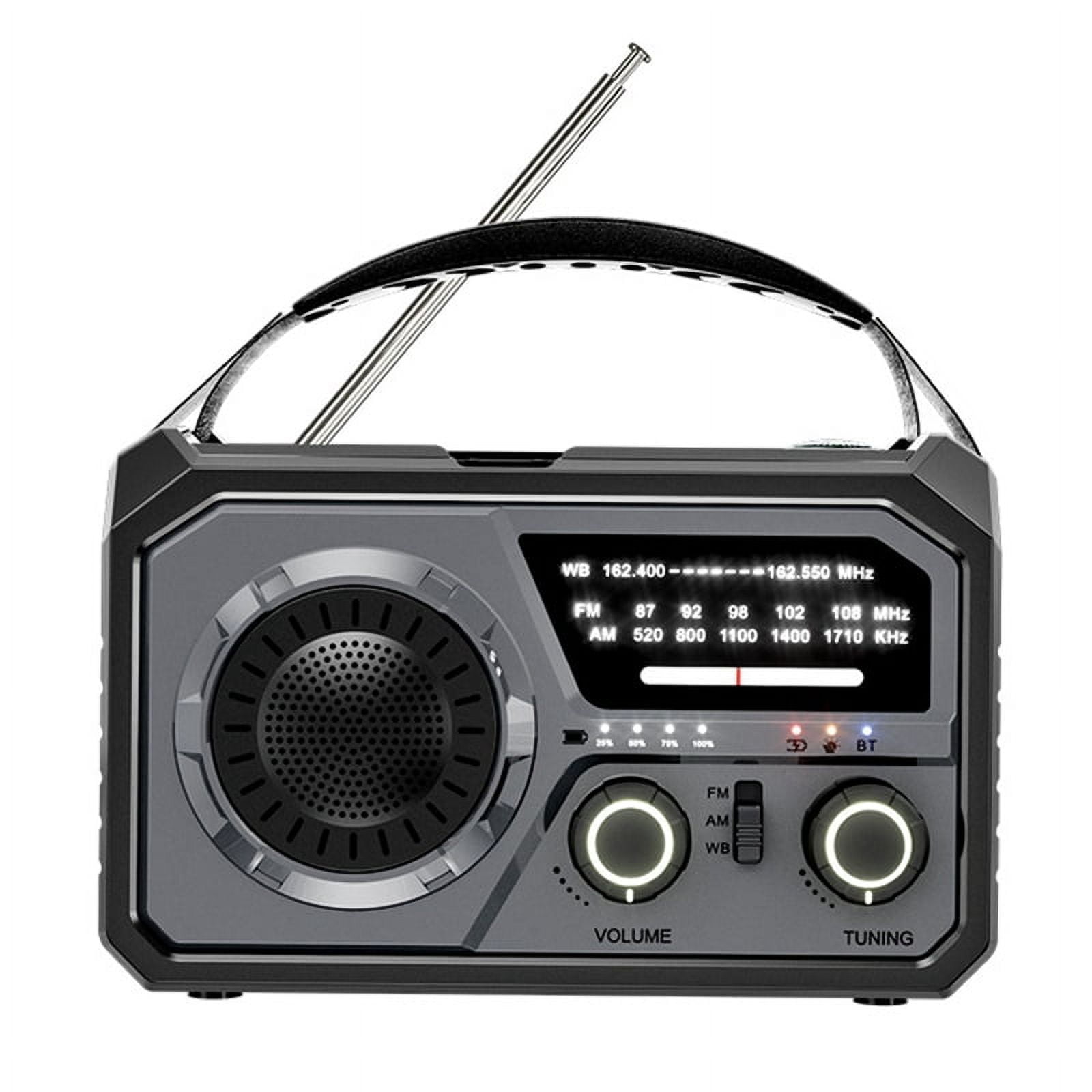 H21 Emergency Radio Bluetooth 5.3 Hand Crank Weather Radio, /AM/FM Solar Radio with SOS Alert ...