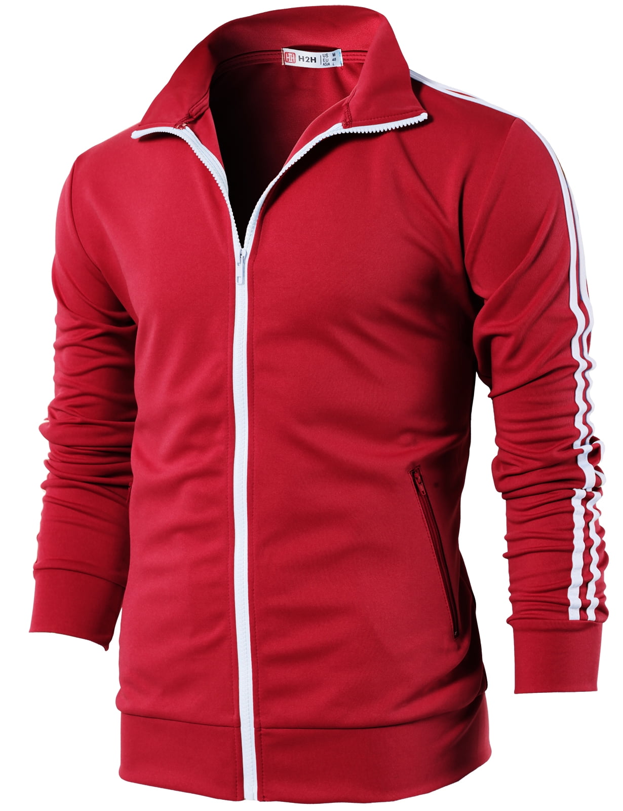 H2H Mens Active Slim Fit Lightweight Line Training Full Zip-up Jacket ...