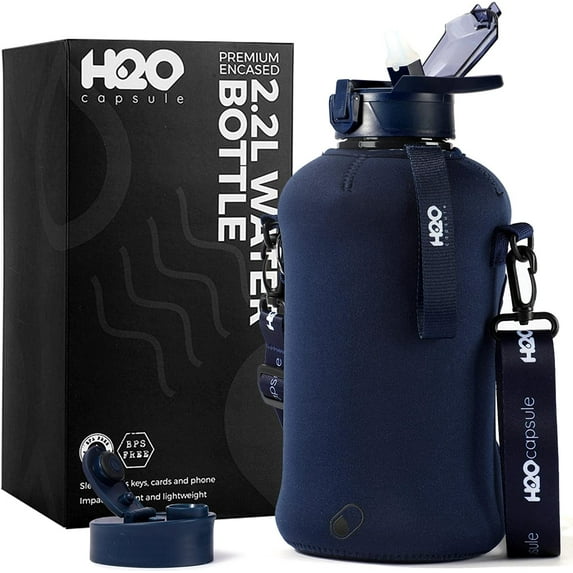 H2O Capsule 2.2L Half Gallon Water with Storage Sleeve and Covered ...