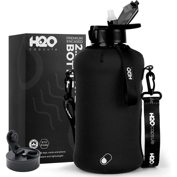 H2O Capsule 2.2L Half Gallon Water with Storage Sleeve and Covered ...