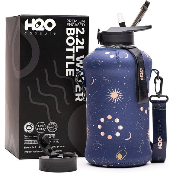 H2O Capsule 2.2L Half Gallon Water with Storage Sleeve and Covered ...