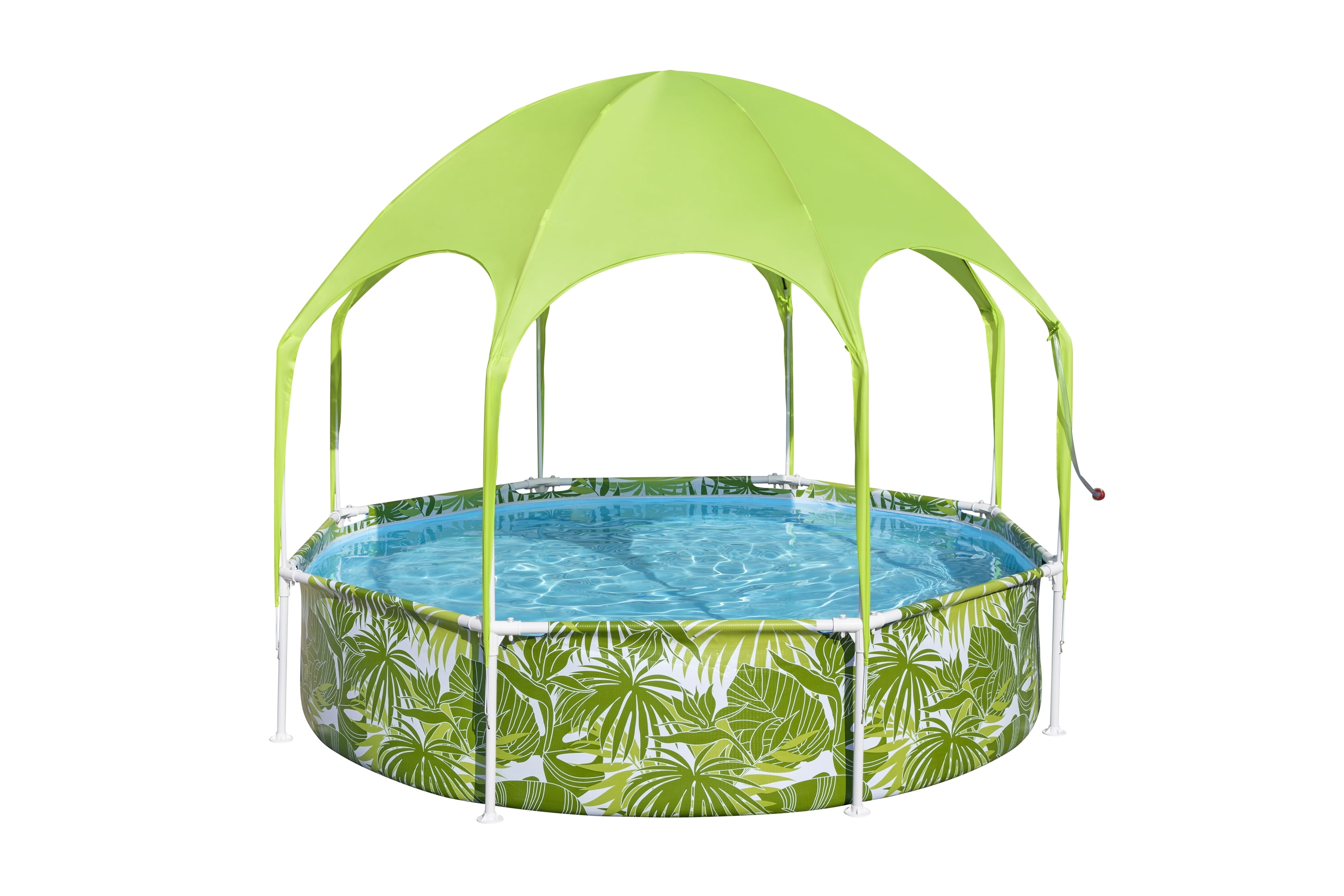 H2OGO 8 ft. x 20 in. Round Above Ground Pool Set With Pool Shade ...