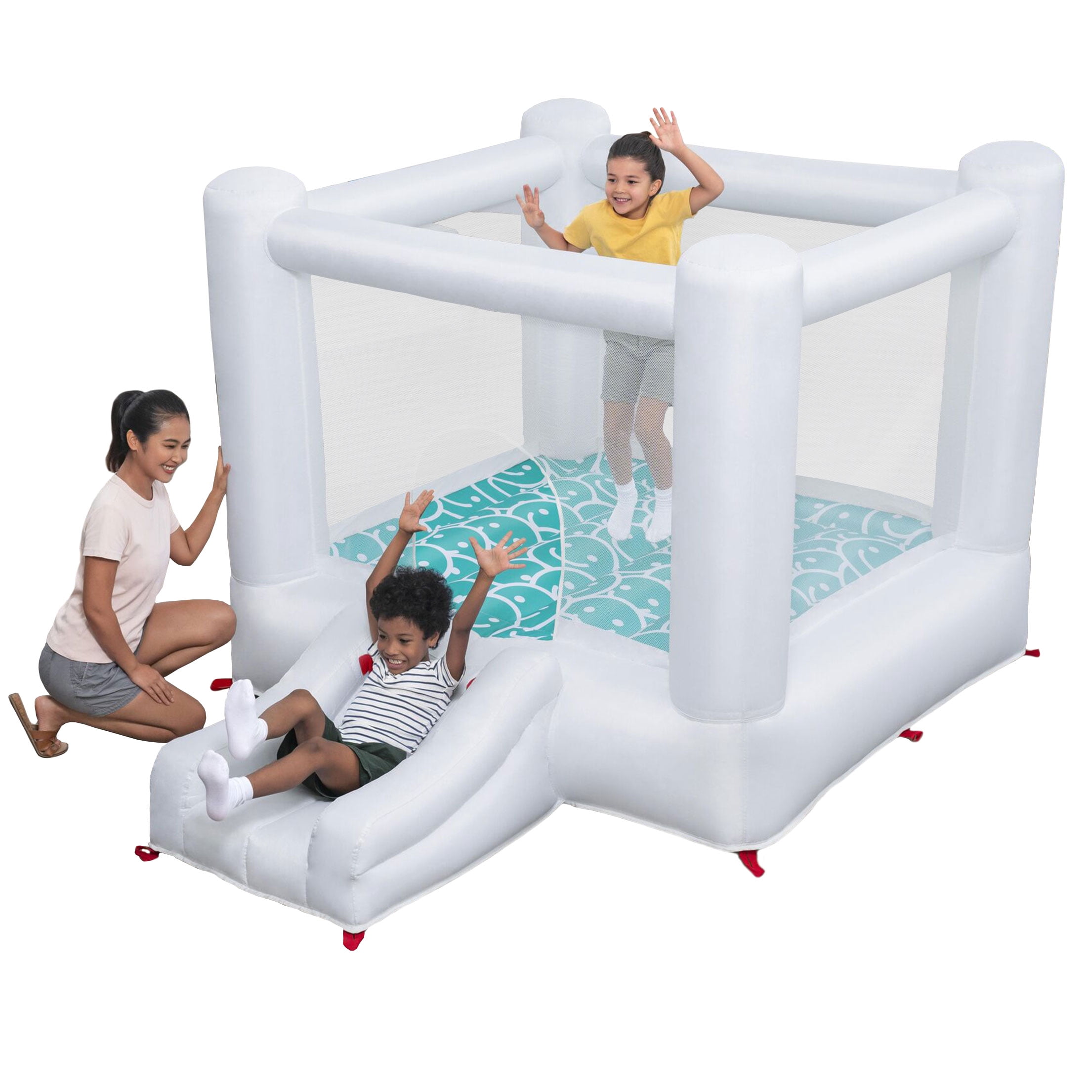 H2OGO! Jump & Joy Kids White Bounce House with Slide and Blower, Indoor ...