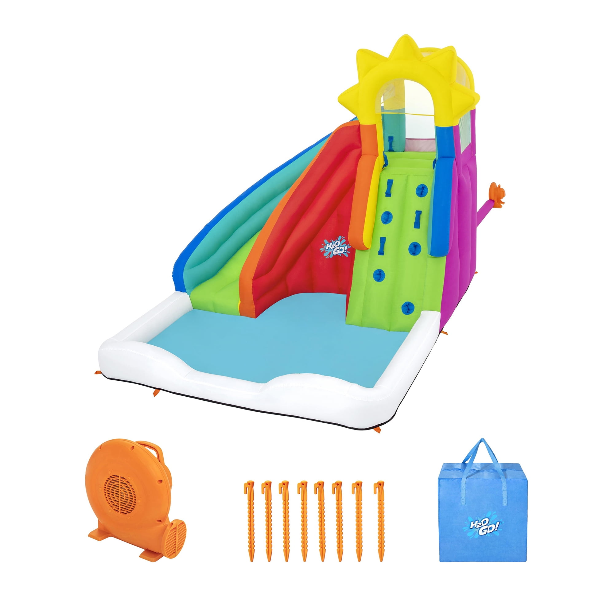 H2OGO! Mega Water Park - Sun Slide - 10'9" x 9'4" x 9', Inflatable ...