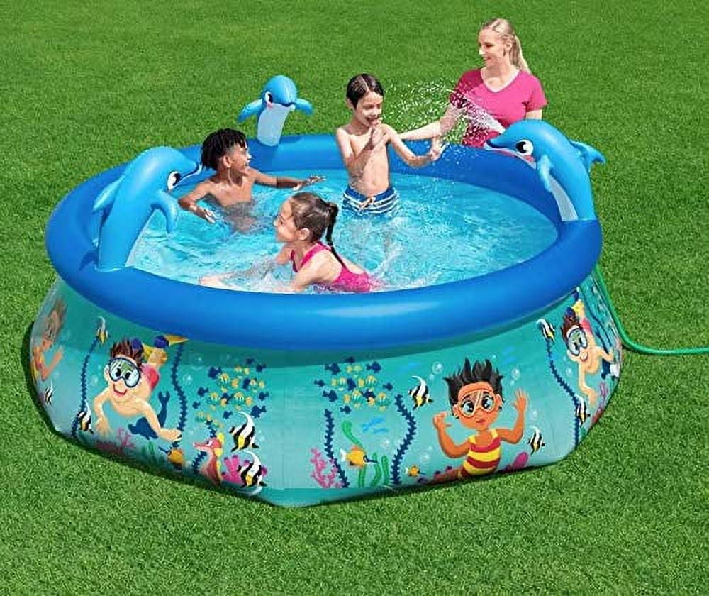 H2OGO! Inflatable Water Pool, 8 ft Round Spray Pool with Dolphins ...