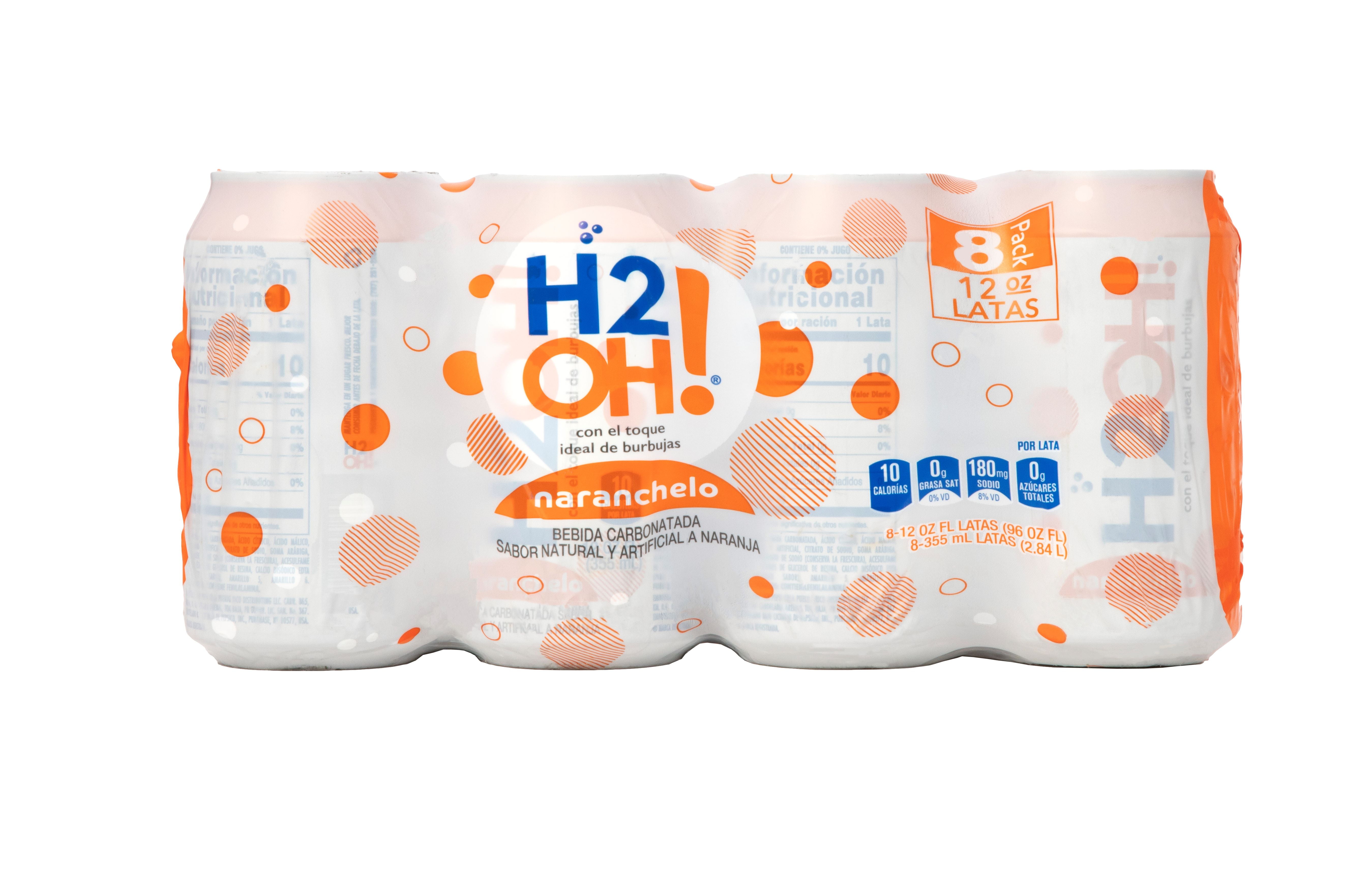 H2OH, Orange Flavor, 8 Pack, 12 fl oz, Shelf Stable, Bubbly Texture ...