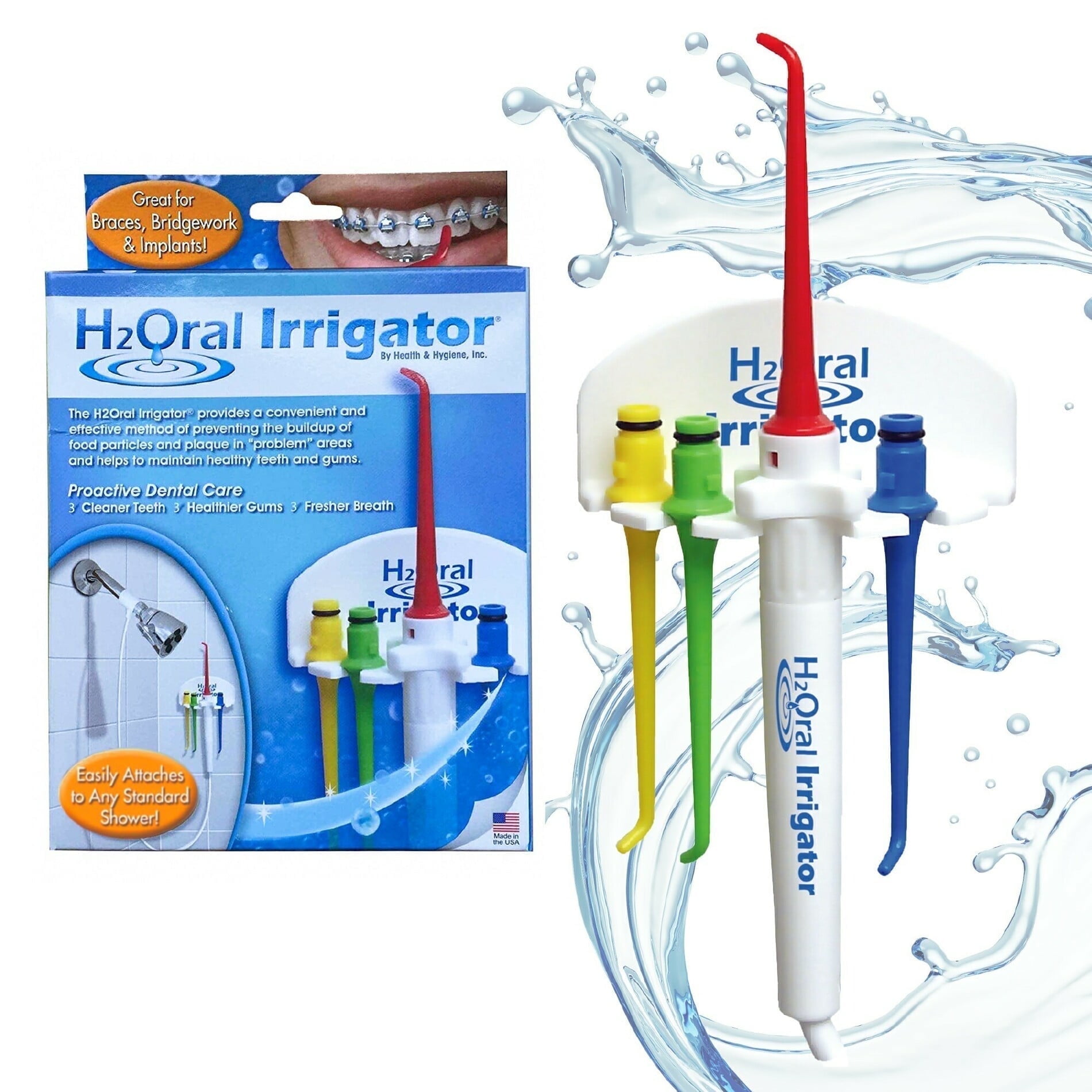 H2Oral Irrigator Water Flosser for Teeth and Gums, Shower Water Flosser ...
