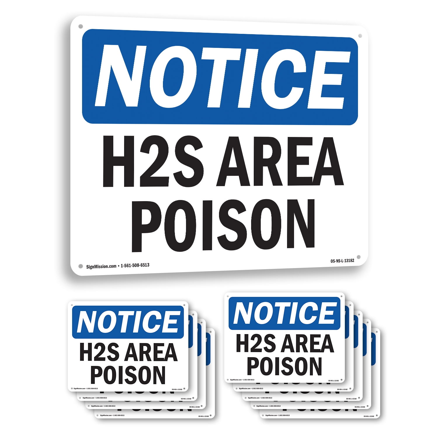 H2S Area Poison OSHA Notice Rigid Plastic Sign 14 Inch x 10 Inch - 10 ...