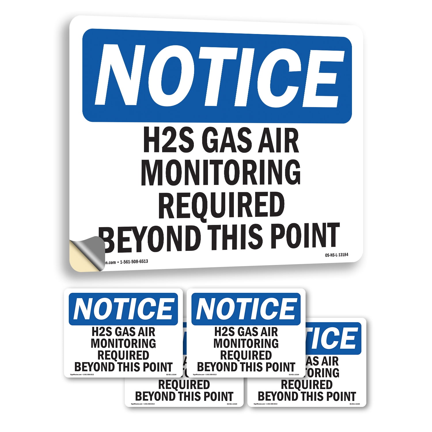 H2S Gas Air Monitoring Required Beyond This Point OSHA Notice Vinyl ...