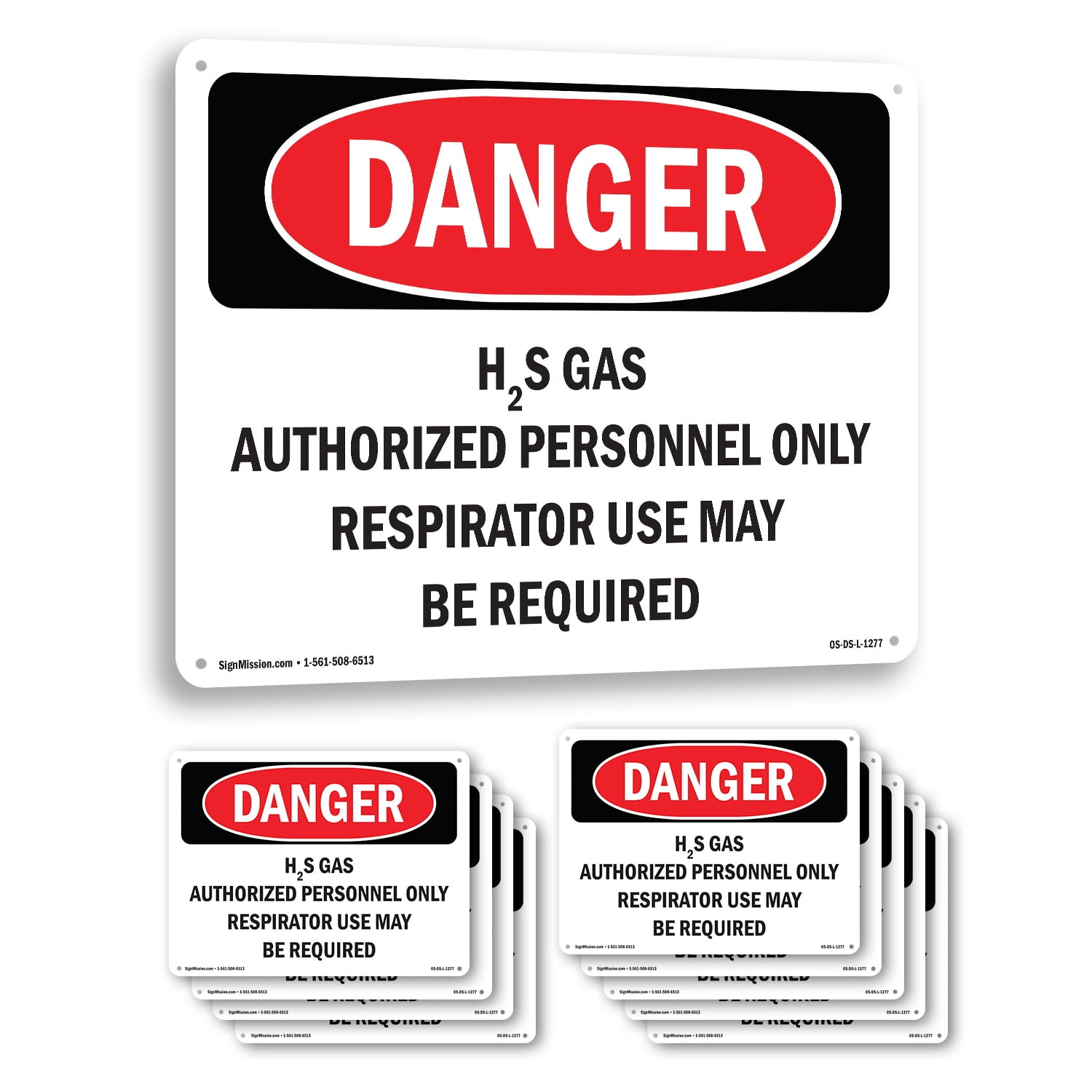 H2S Gas Authorized Personnel Only OSHA Danger Aluminum Sign 24 Inch x ...