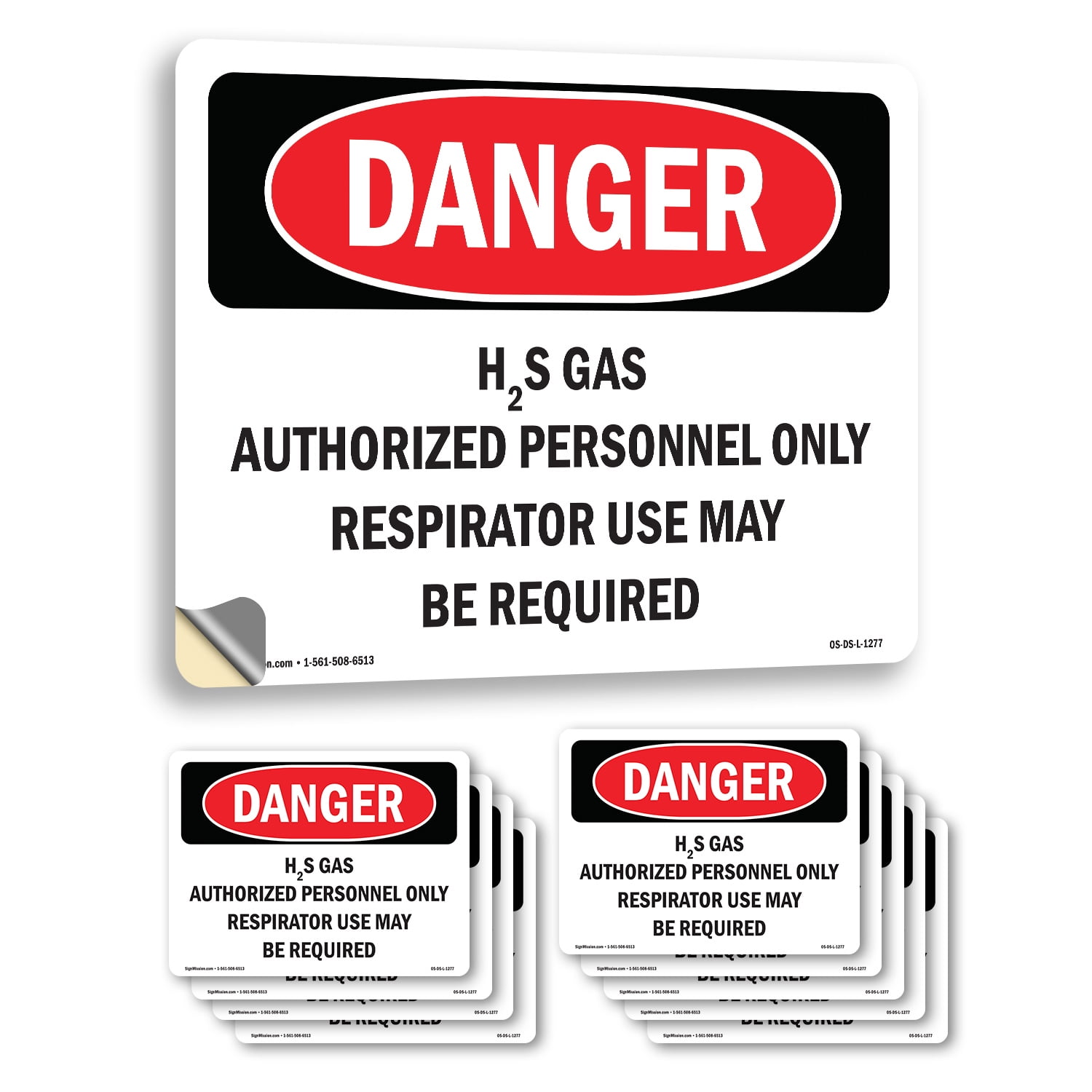 H2S Gas Authorized Personnel Only OSHA Danger Vinyl Decal Label 24 Inch ...