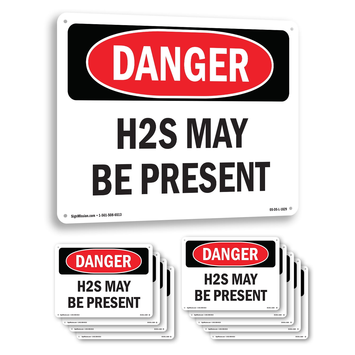 H2S May Be Present OSHA Danger Aluminum Sign 14 Inch x 10 Inch - 10 ...
