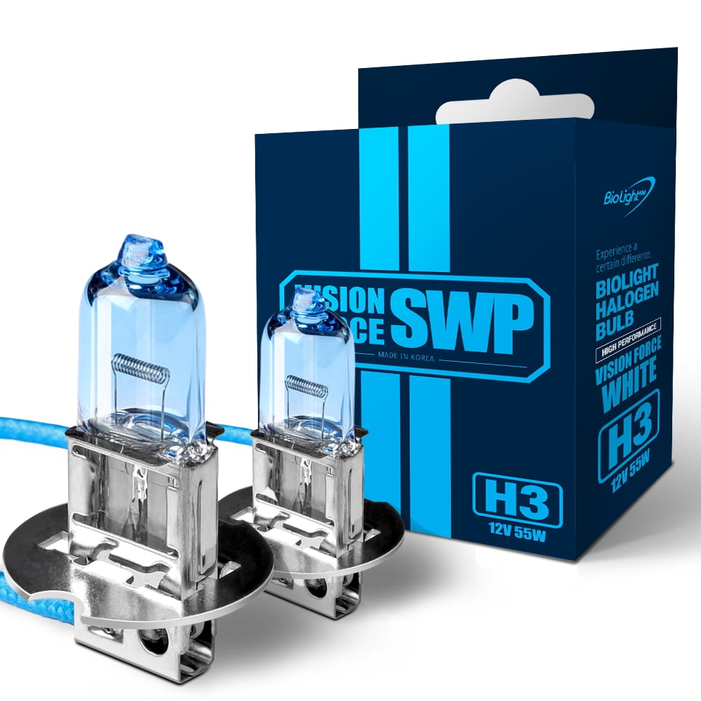 H3 Halogen Headlight Bulb 12V 55W Super White 5000K Upgrade Bulb - Pack ...