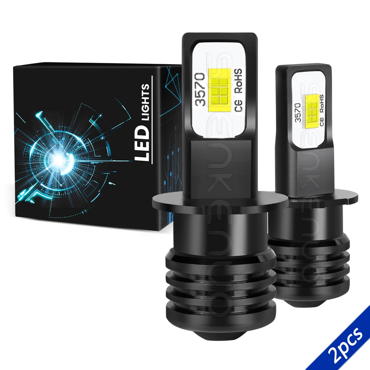 H3 LED Fog / Driving Light Bulbs 6000K Ultra White Bright Lamp 2pcs - Walmart.com