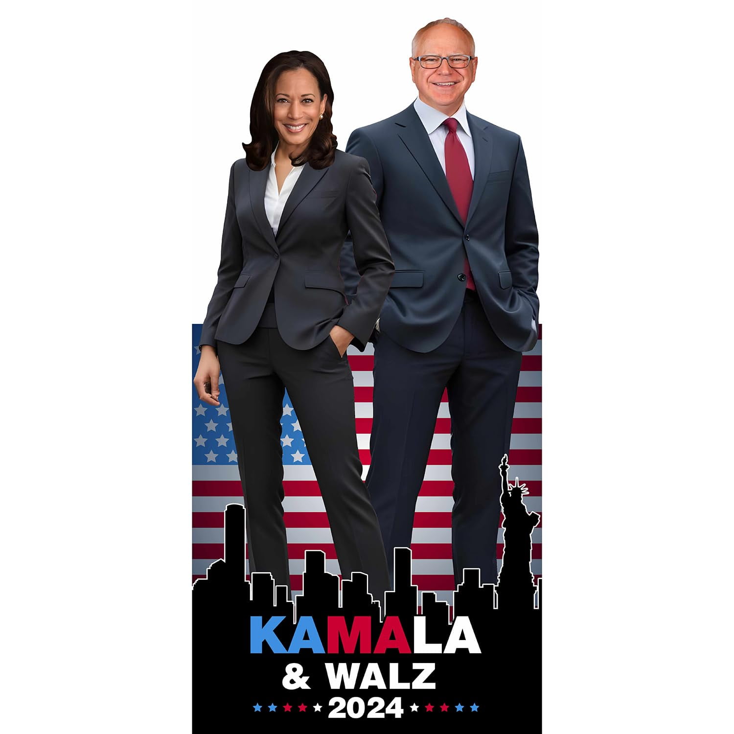 H38216 Kamala Harris Tim Walz 2024 America Backdrop Cardboard Cutout ...