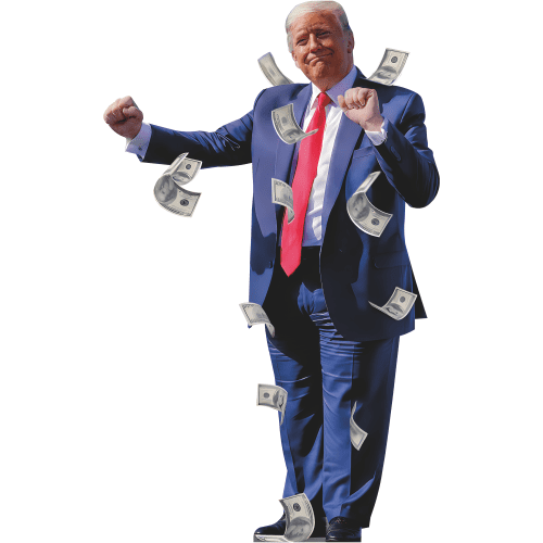 H38292 President Donald Trump Rain Dance Money Dollar Tariff Economic ...