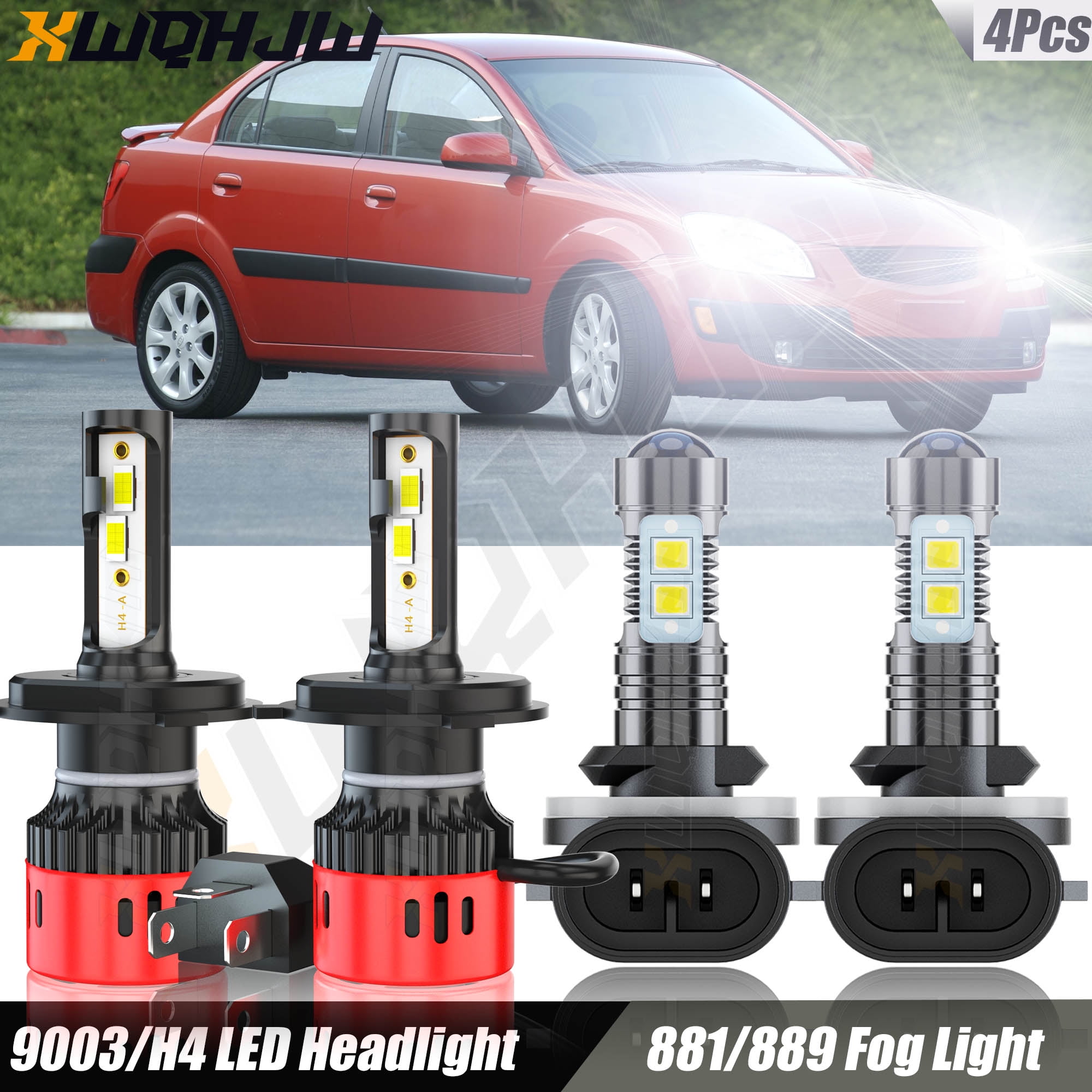 H4 + 881/889 LED Headlights & Fog lights For Kia Rio5 2007 2008 2009 ...