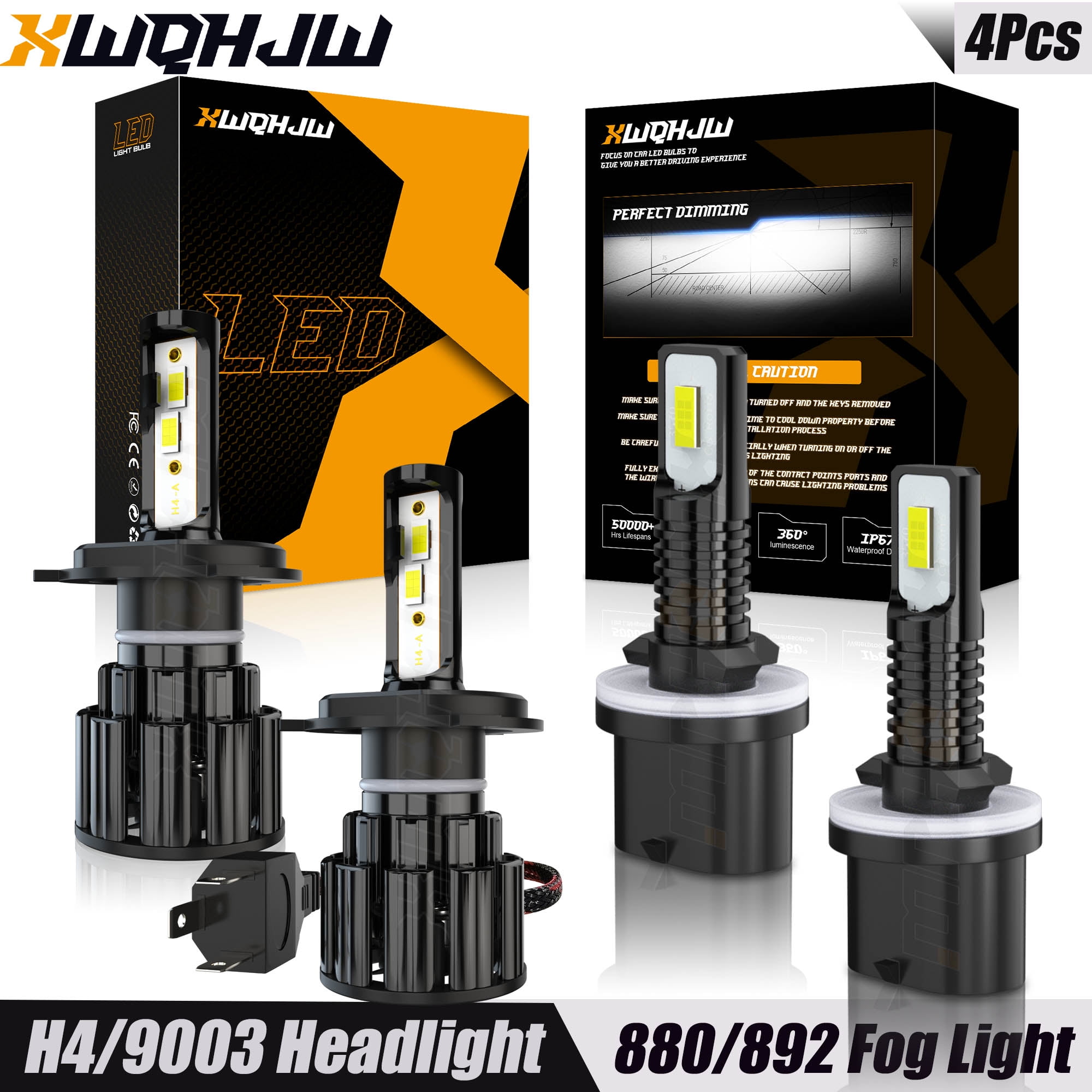 H4/9003 880 Combo LED Headlight Kit For Ford Focus 2000-2002 Hi/Lo Beam ...