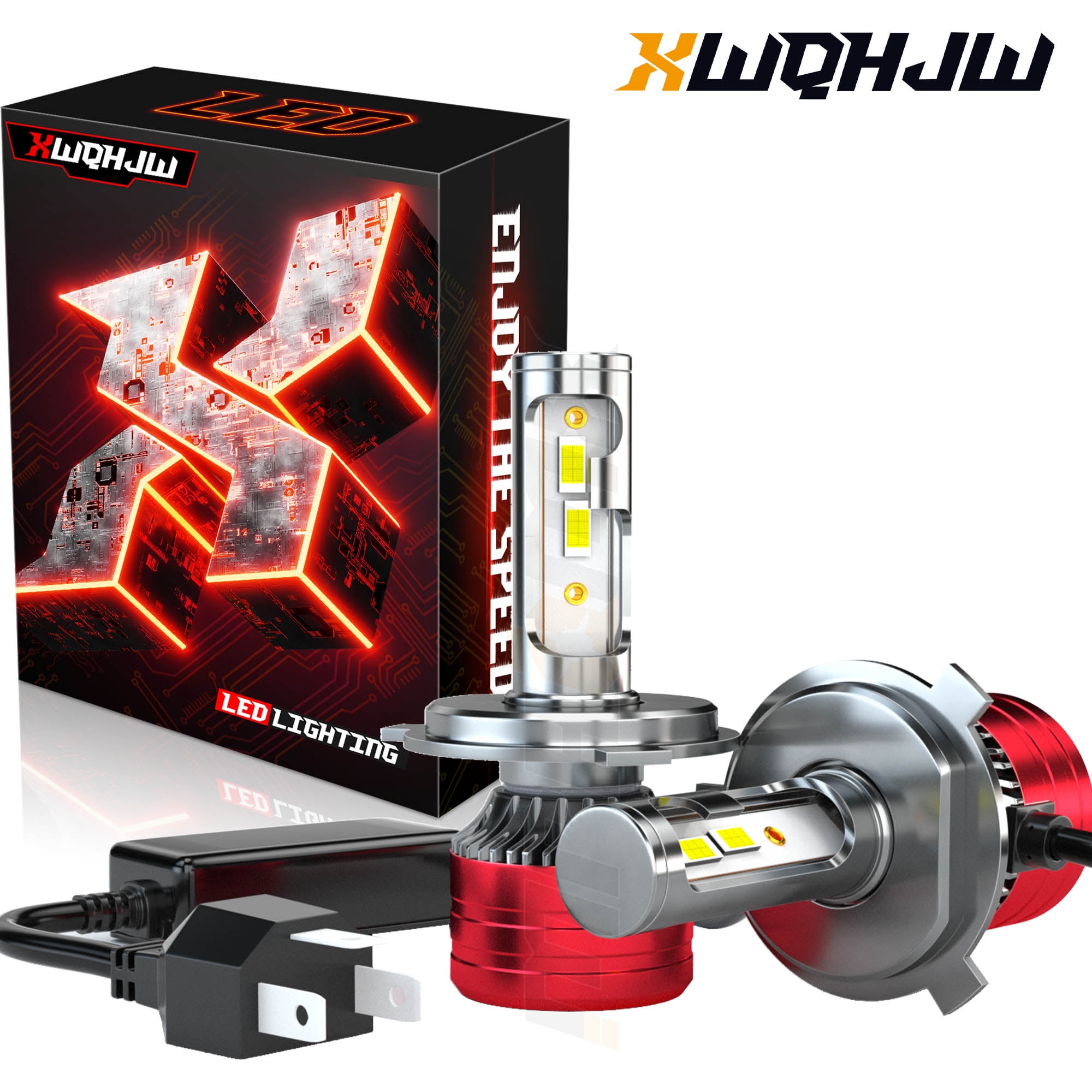 H4 9003 HB2 LED Headlight Bulbs,Hi/Lo Beam High and Low Headlights 12000LM 6000K White,Set of 2 ...