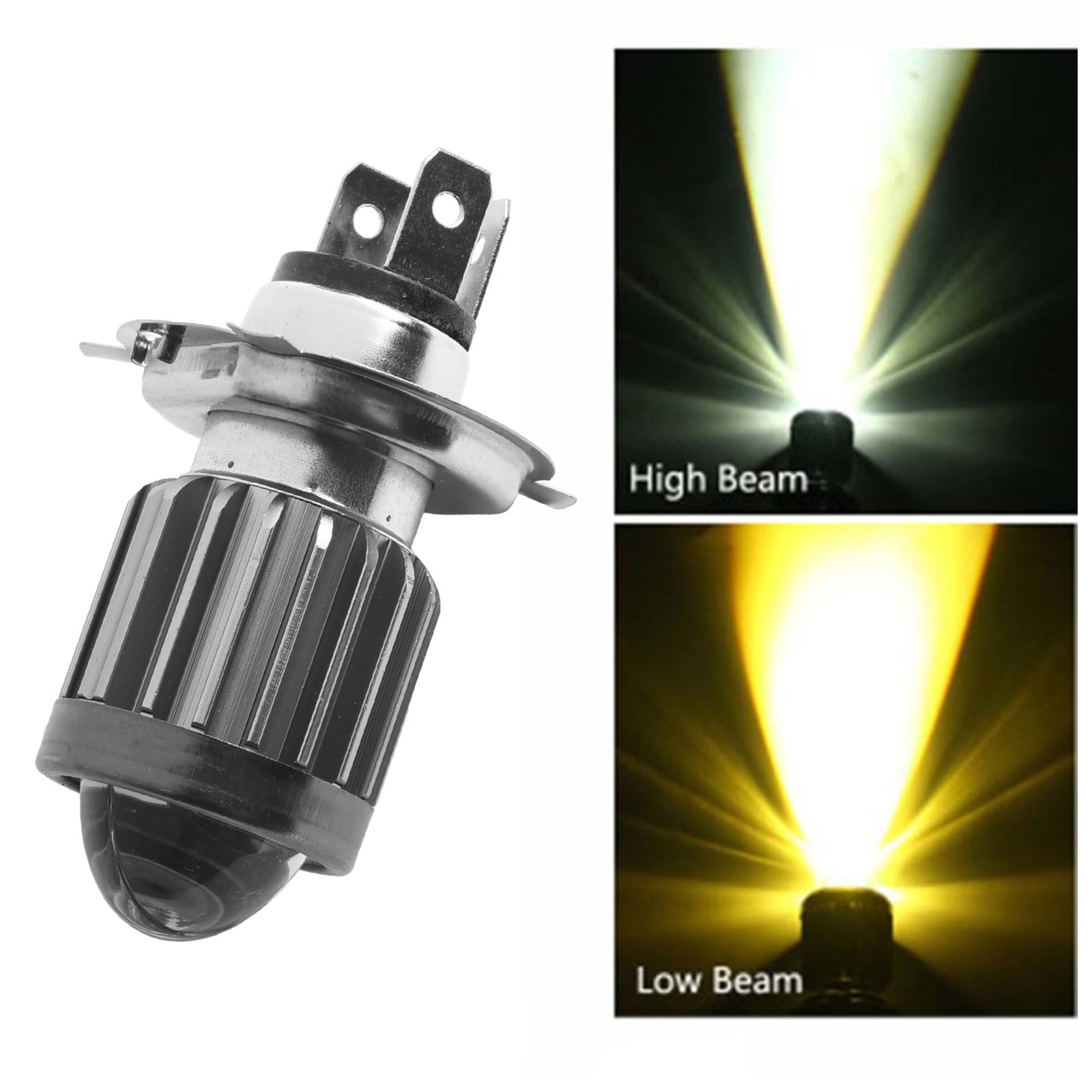 H4 Dual Color Motorcycle Headlight White 6000K High Beam/Yellow 3000K ...
