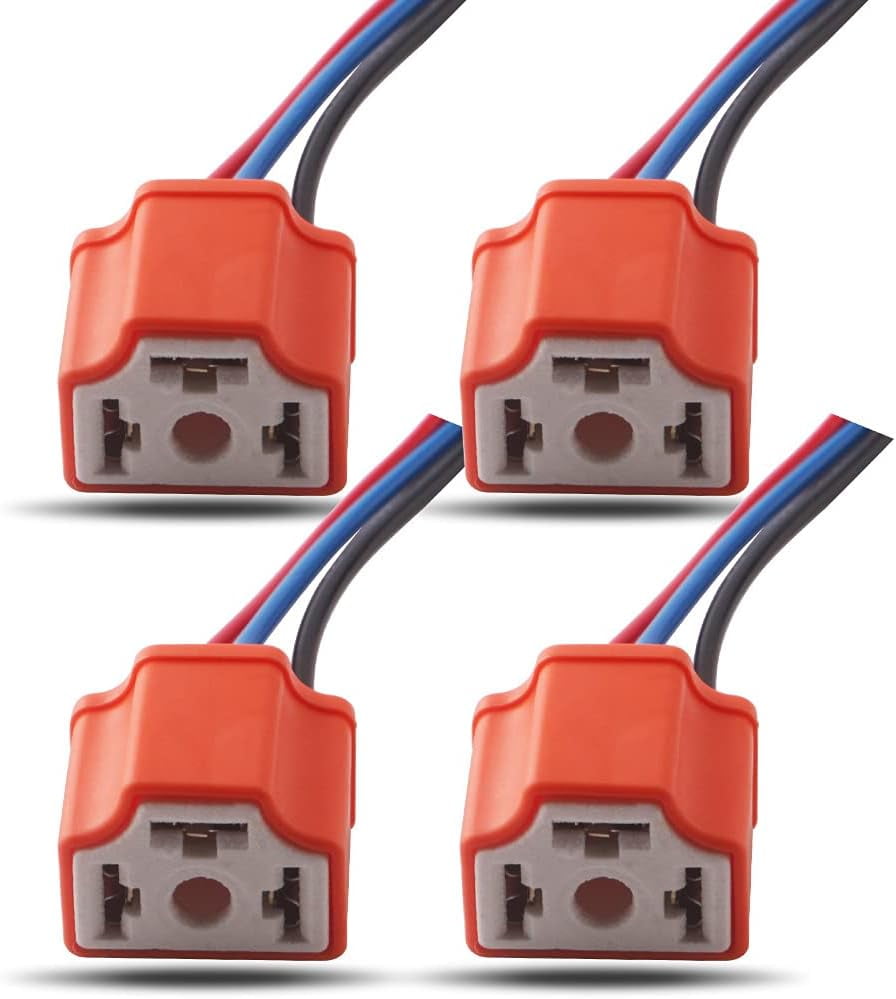 H4 HB2 9003 Wiring Harness Headlight Socket Heavy Duty Ceramic ...
