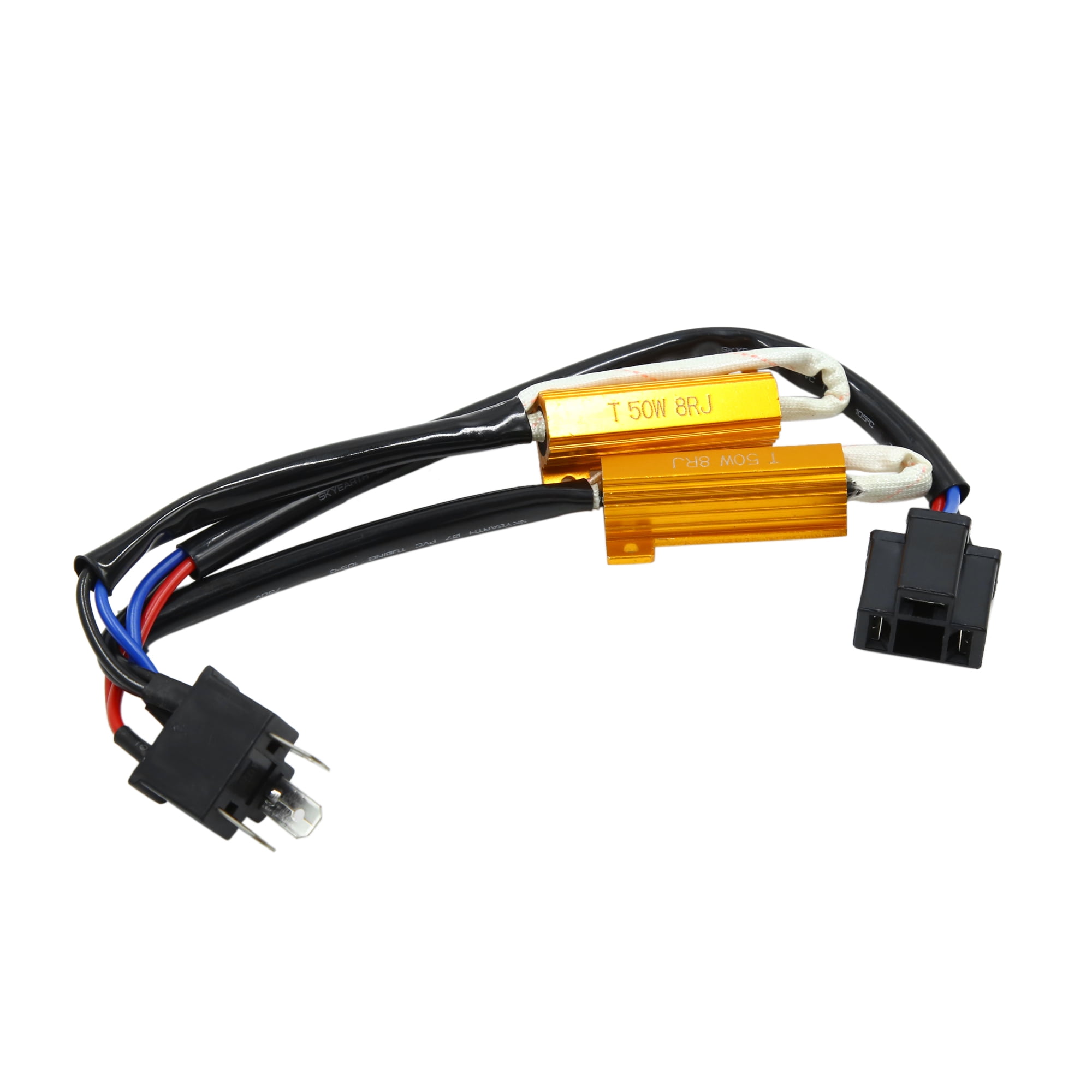 H4 LED Auto Car Headlight Resistor Wiring Canceller Decoder Adapter 50W ...